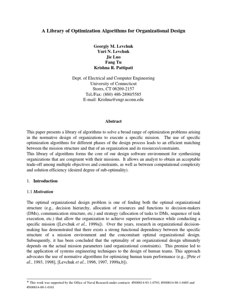 Optimization Algorithms for Organizational Design | PDF | Mathematical ...