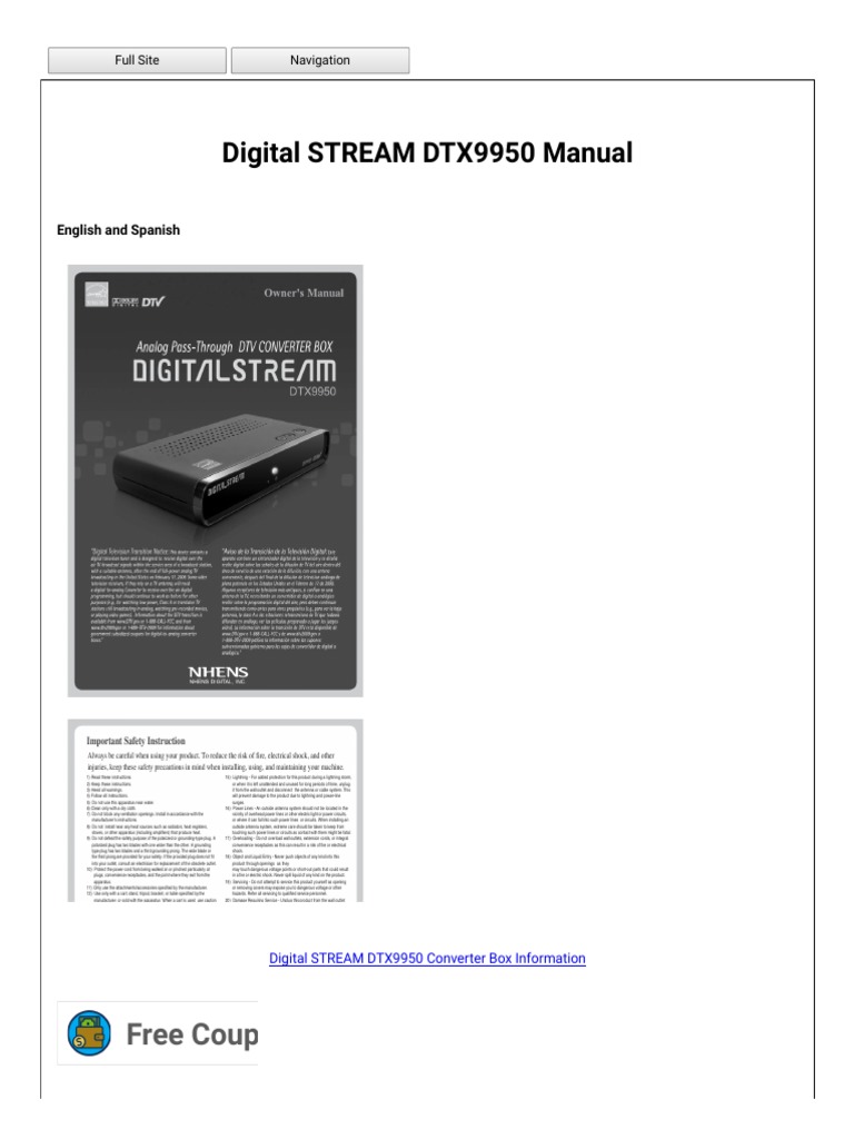 Digital STREAM DTX9950 Manual PDF | PDF