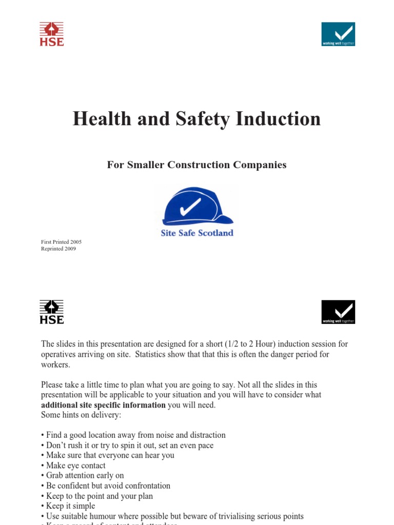 Health and Safety Induction PDF | PDF | Personal Protective Equipment ...