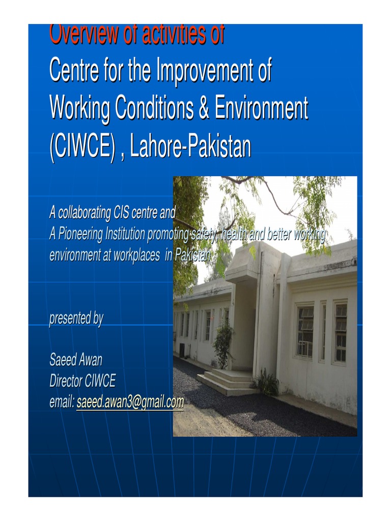 Centre For The Improvement of Working Conditions & Environment (CIWCE ...