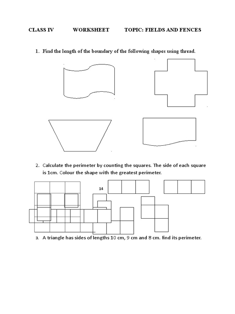 Class Iv Worksheet Topic: Fields and Fences | PDF | Home & Garden ...