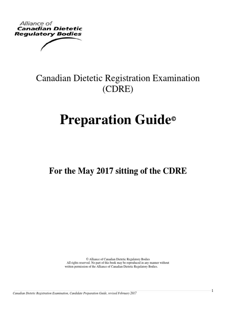 CDRE Prep Guide en May 2017 | PDF | Dietitian | Competence (Human ...