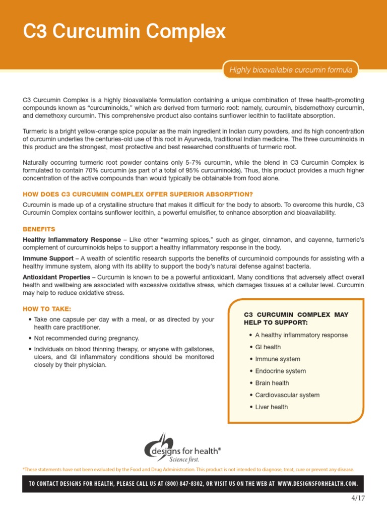 C3 Curcumin Complex: Bioavailable Turmeric Formula | PDF | Turmeric ...
