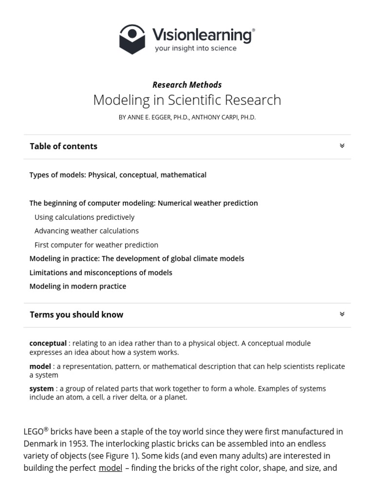Modeling in Scientific Research - Process of Science - Visionlearning ...