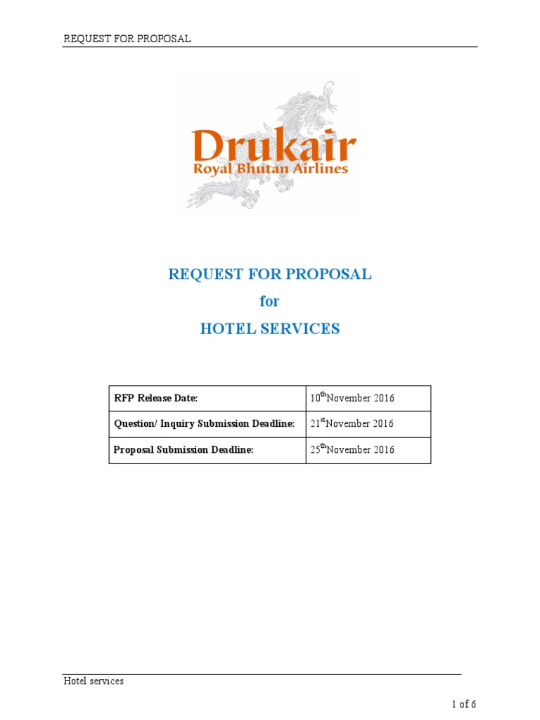 RFP Hotel | PDF | Request For Proposal | Business