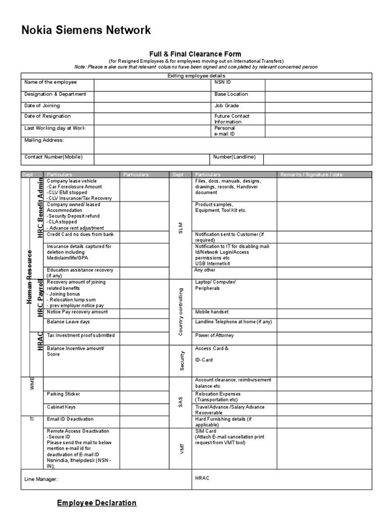 New Format For F&F | PDF
