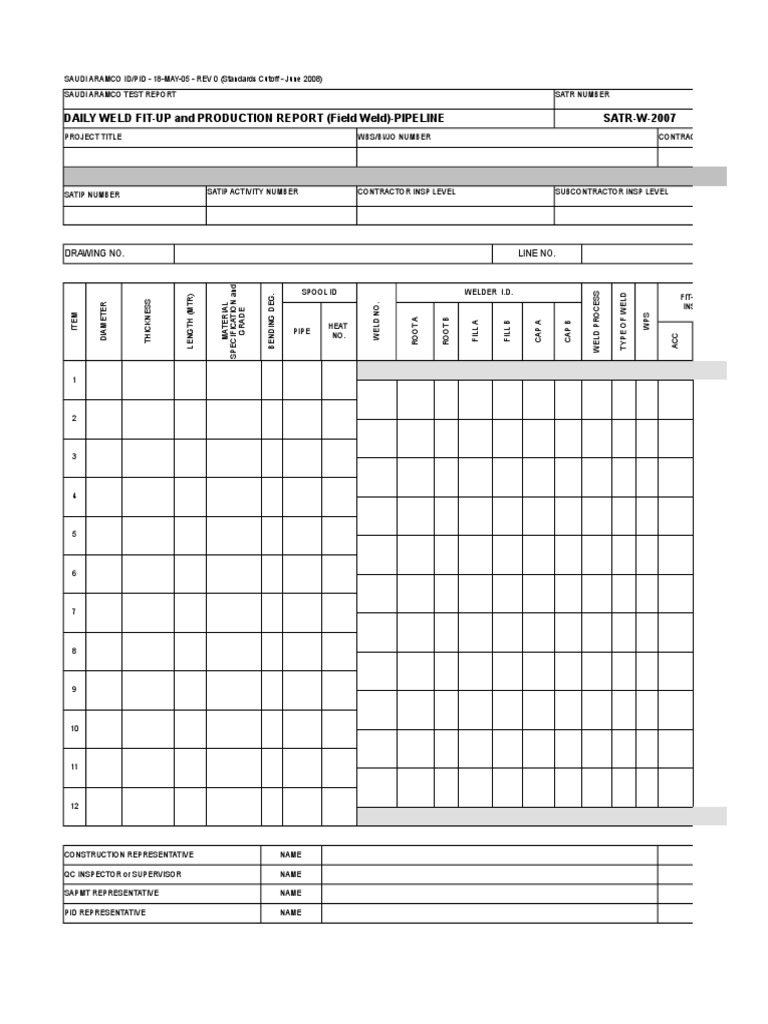 Pipeline Welding Report Summary | PDF | Plastic | Steel