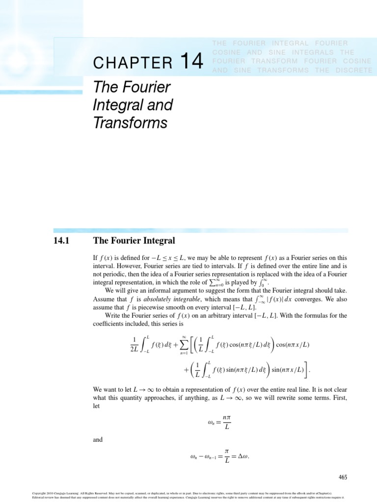 Ch14 - Fourier Intgral - From Advanced Engineering Mathematics 7th Ed ...