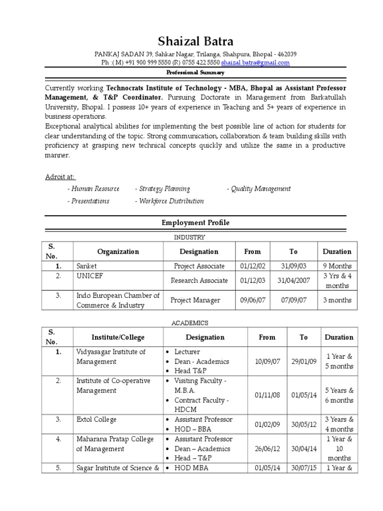 Shaizal Batra: Management, & T&P Coordinator. Pursuing Doctorate in ...