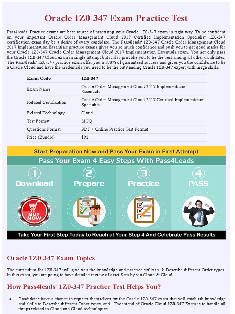 Oracle 1Z0-347 Exam Practice Guide | PDF | Certification | Test ...