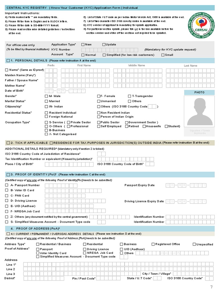 CKYC_Form | Identity Document | Written Communication