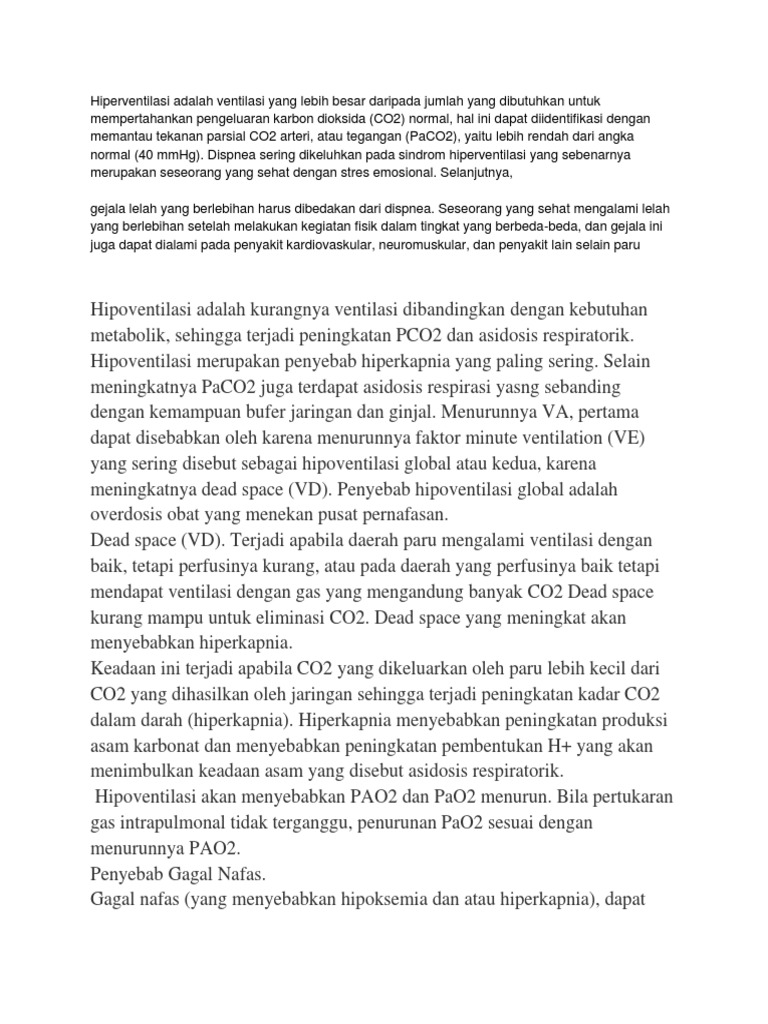 Hiperventilasi Adalah Ventilasi Yang Lebih Besar Daripada Jumlah Yang ...