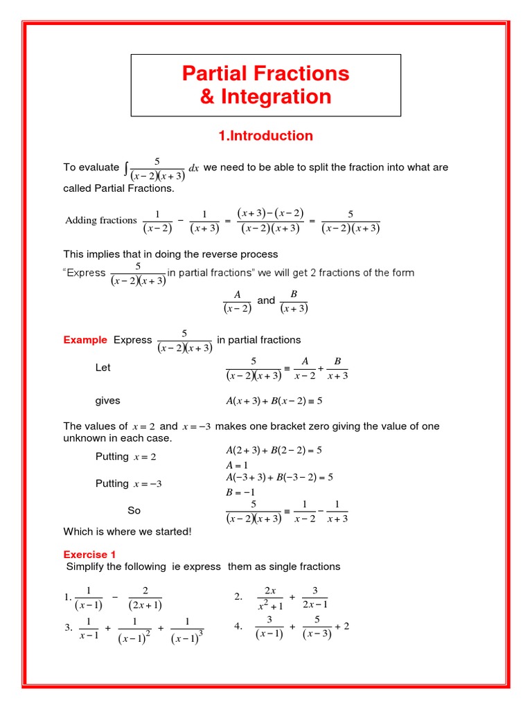 An Introduction to Expressing Rational Functions in Partial Fractions ...