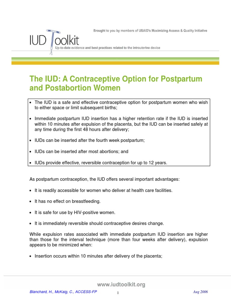 Postpartum IUD Insertion Guidelines | PDF | Birth Control | Sexual Health