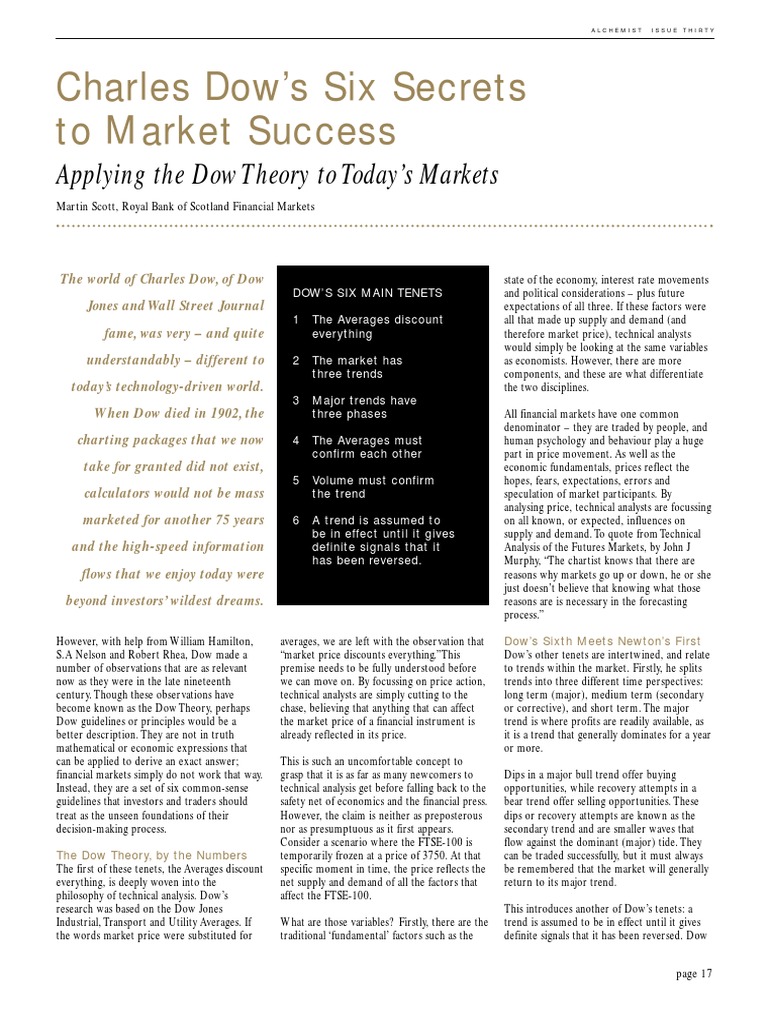 DOW Theory - 6 Secrets | PDF | Market Trend | Financial Markets