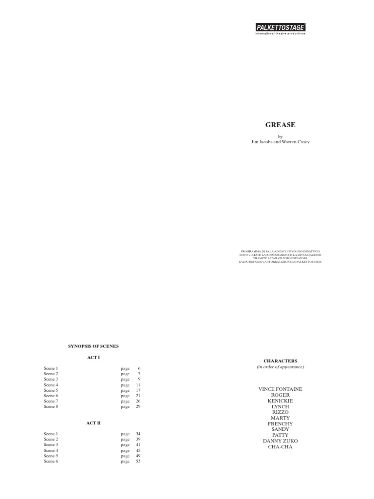 Grease Brillantina Script | PDF