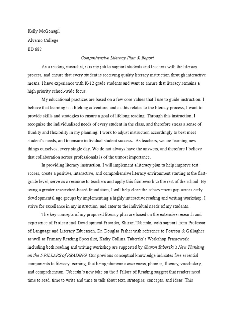 Comprehensive Literacy Plan | PDF | Reading Comprehension | Literacy