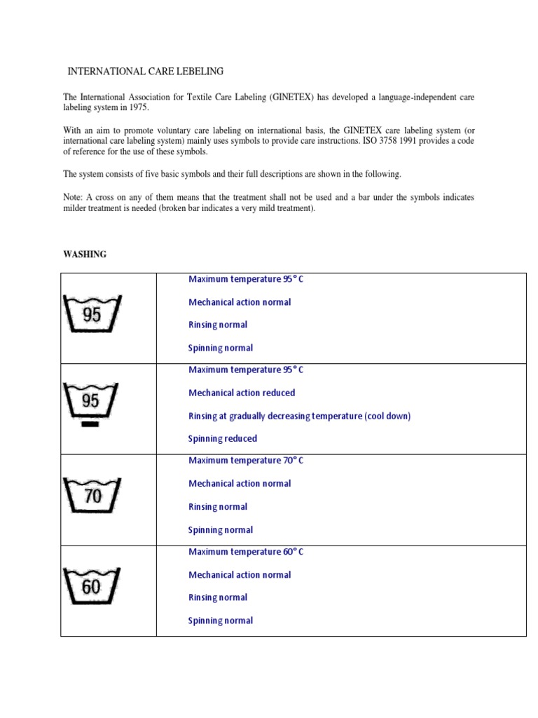 International Textile Care Labeling Guide | PDF | Industrial Processes ...