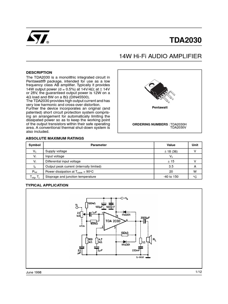 Tda2030 PDF | PDF | Amplifier | Electronic Circuits