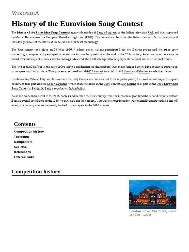History of The Eurovision Song Contest | PDF | Musicians | European Music