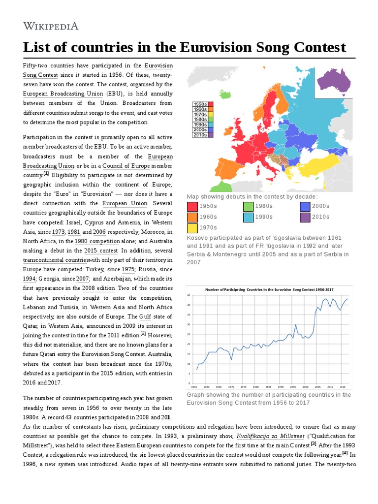 List of Countries in The Eurovision Song Contest | PDF | Public ...