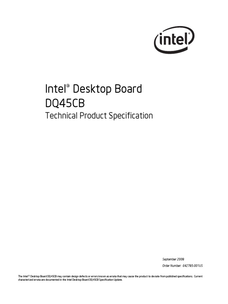 Intel® Desktop Board DQ45CB: Technical Product Specification | PDF ...