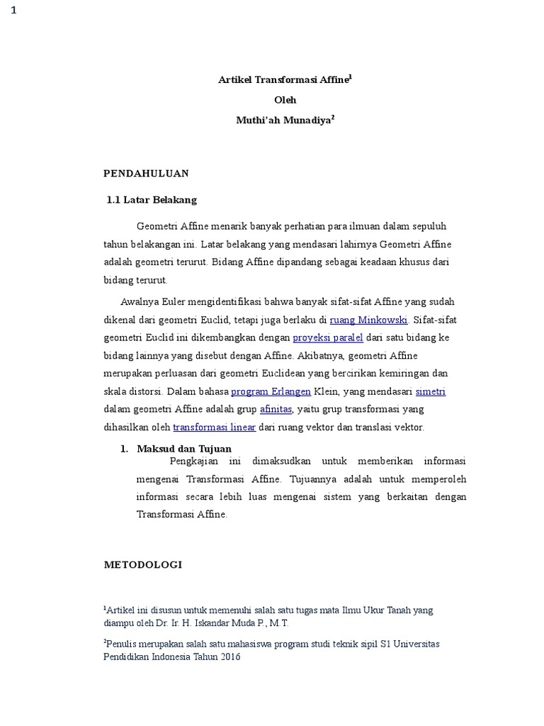 Transformasi Affine dalam Geometri 2D | PDF