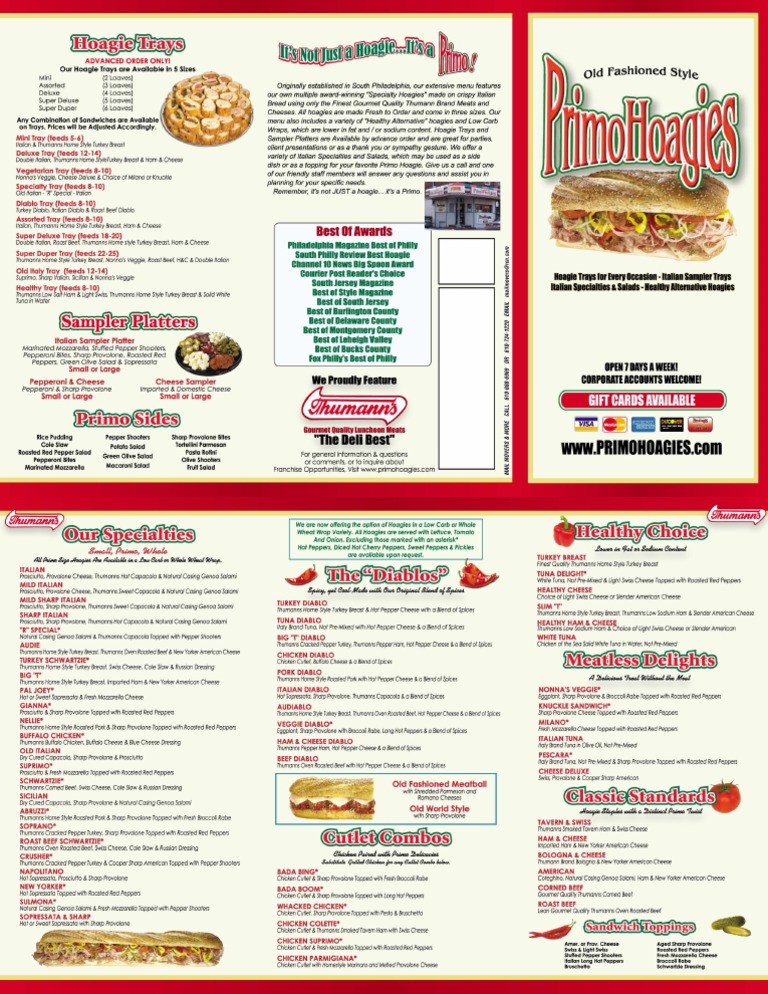 Primo Hoagies Menu | PDF