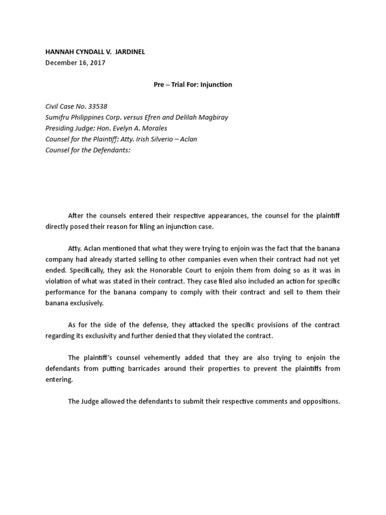 Injunction Case: Sumifru vs. Magbiray | PDF