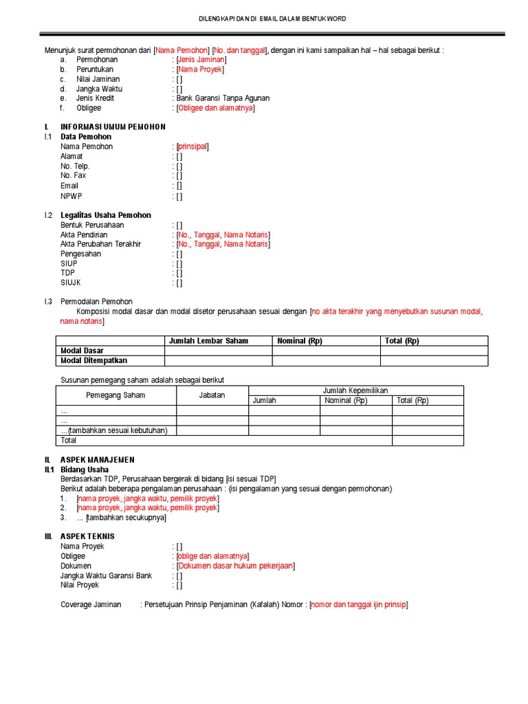 Formulir Garansi Bank BTN | PDF