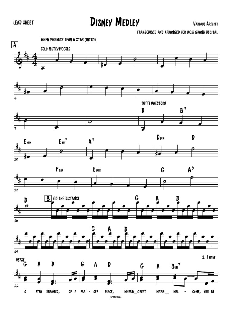 Disney Medley for Solo Flute/Piccolo | PDF | Violence