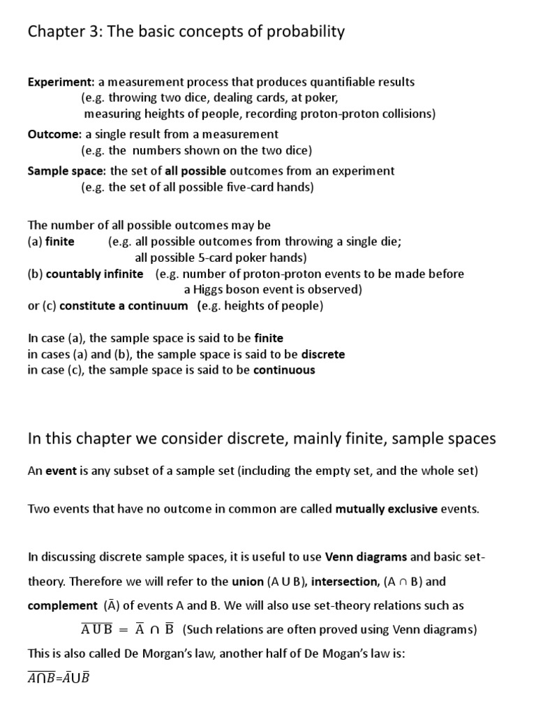 Chapter 3: The Basic Concepts of Probability: Experiment: A Measurement ...