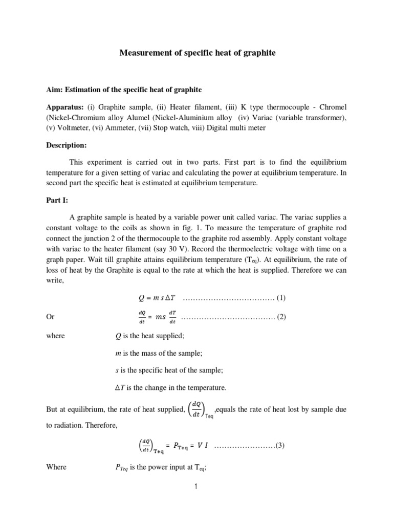 Specific Heat of Graphite 2017 | PDF | Physical Chemistry | Building ...