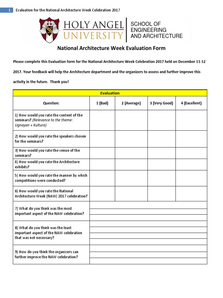 Evaluation Form For NAW 2017 | PDF | Art