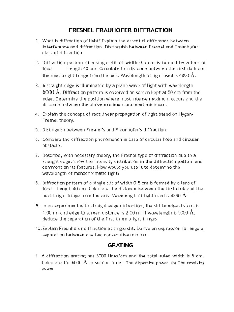 Que Bank Optics PDF | PDF | Diffraction | Angular Resolution