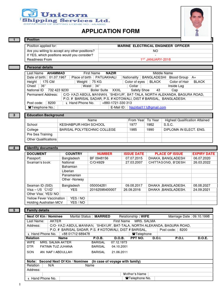4929 Ahammad Nazir CV Ussl Eoff | PDF | Oil Tanker | Bangladesh