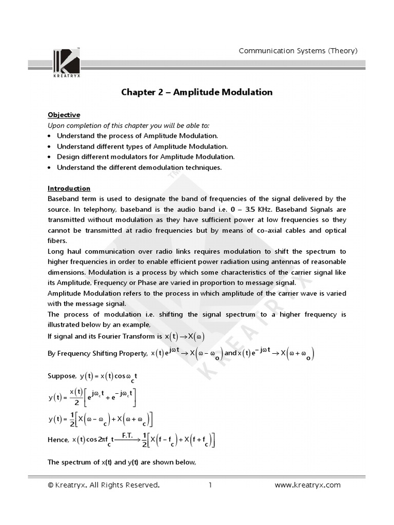 Chapter 2 - Amplitude Modulation: Objective | PDF | Modulation ...
