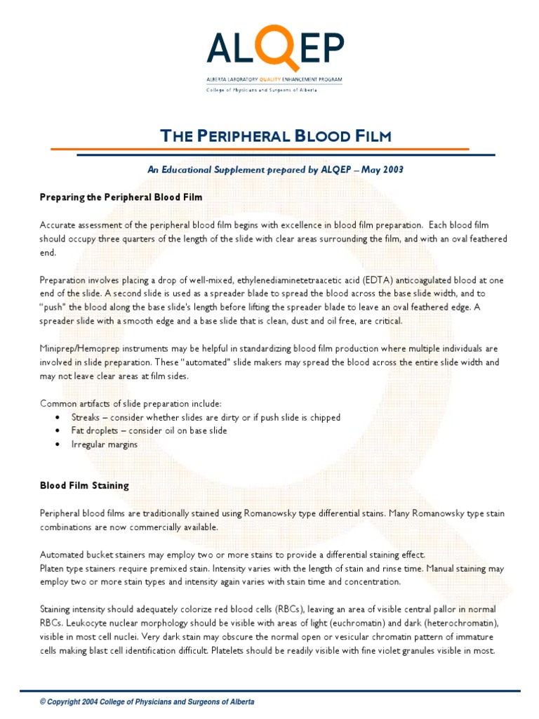 The Peripheral Blood Film | White Blood Cell | Platelet