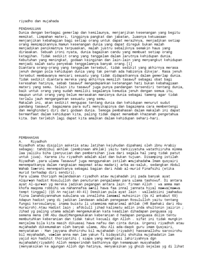 Mujahadah Dan Riyadloh | PDF