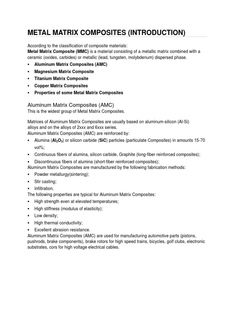 Types of MMC | Download Free PDF | Composite Material | Titanium