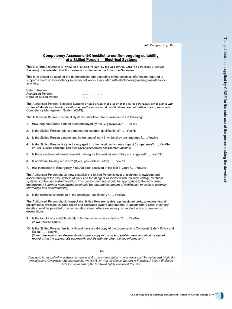 Competency Checklist Electrical | PDF | Competence (Human Resources ...