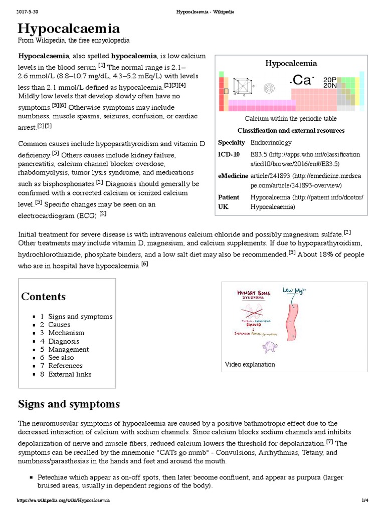 Hypocalcaemia - Wikipedia PDF | PDF | Clinical Medicine | Medical ...