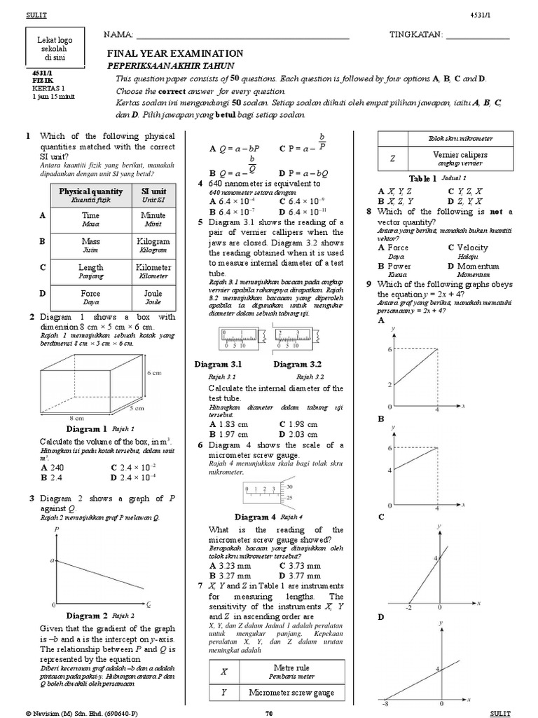 IT Phy F4 Final Year Examination (BL) | PDF