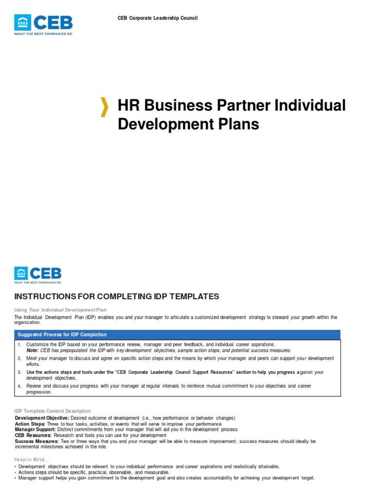 CEB HR Business Partner Individual Development Plans | PDF | Strategic ...