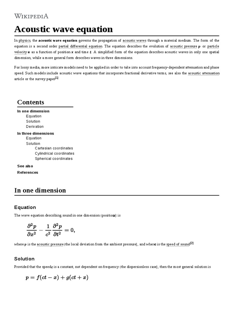 Acoustic Wave Equation | Wave Equation | Waves