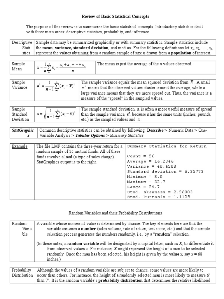 Review of Basic Statistical Concepts | PDF | Normal Distribution ...