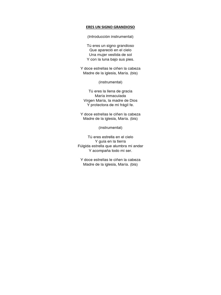 Eres Un Signo Grandioso | PDF