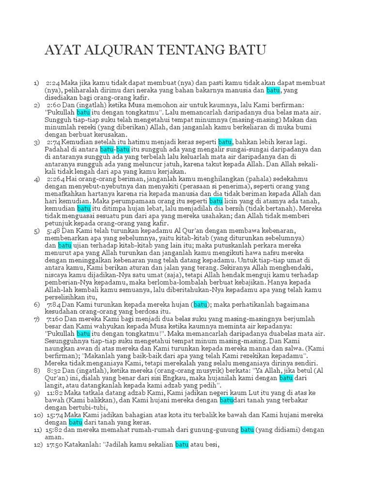 Ayat Alquran Tentang Batu | PDF