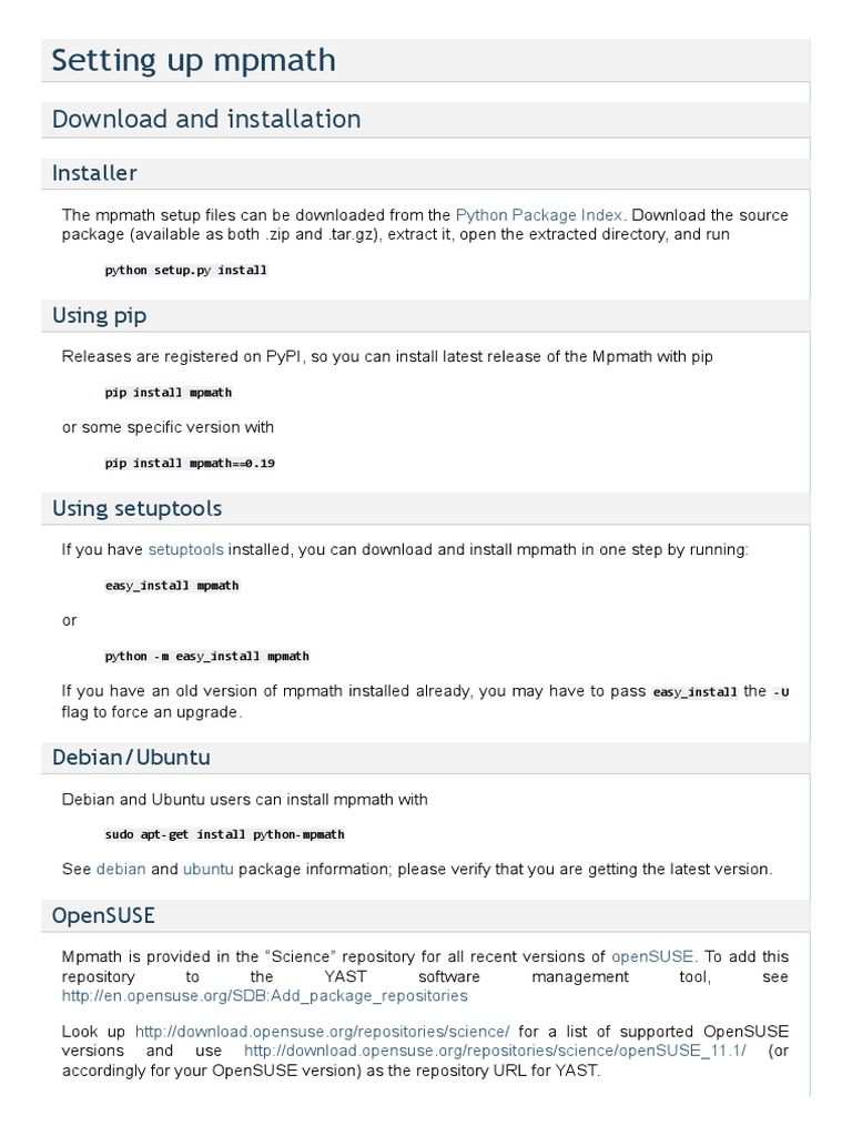 Setting Up Mpmath: Download and Installation | PDF | Python ...
