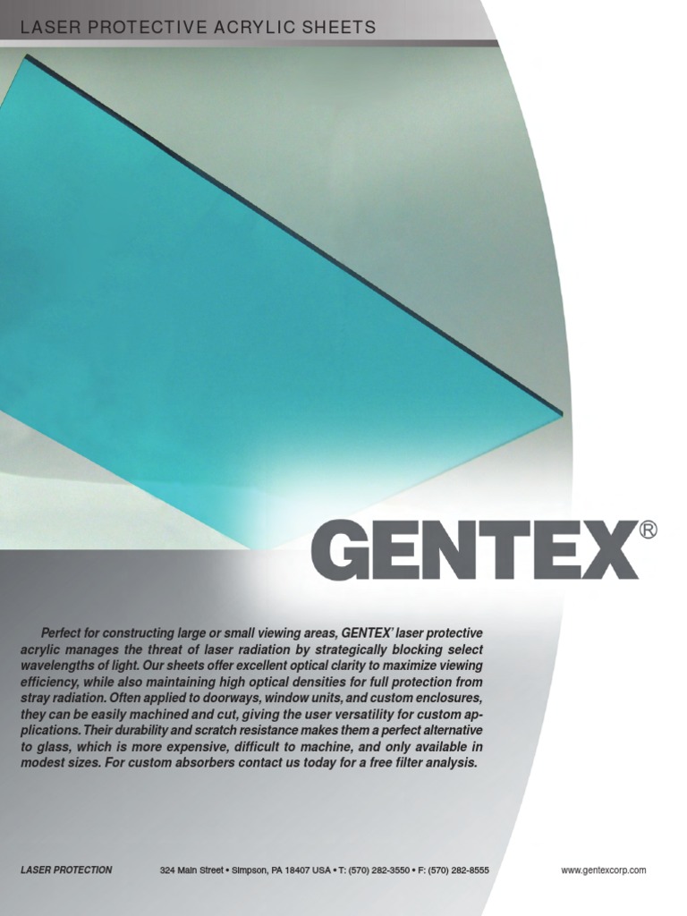 Gentex Corp Laser Protective Acrylic Sheets - Filtron Sheets | PDF ...